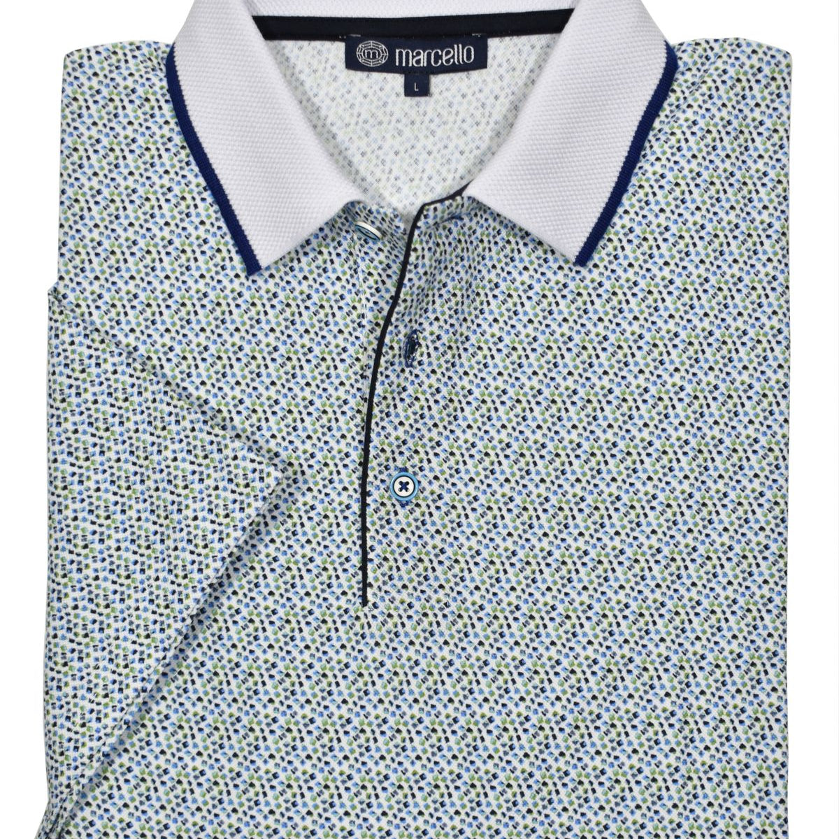 P216 Olive Neat Geometric Polo – Marcello Sport