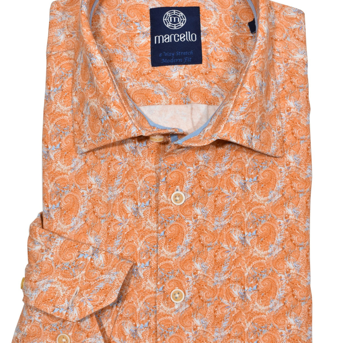 W8933 8 Way Stretch Mango Paisley – Marcello Sport