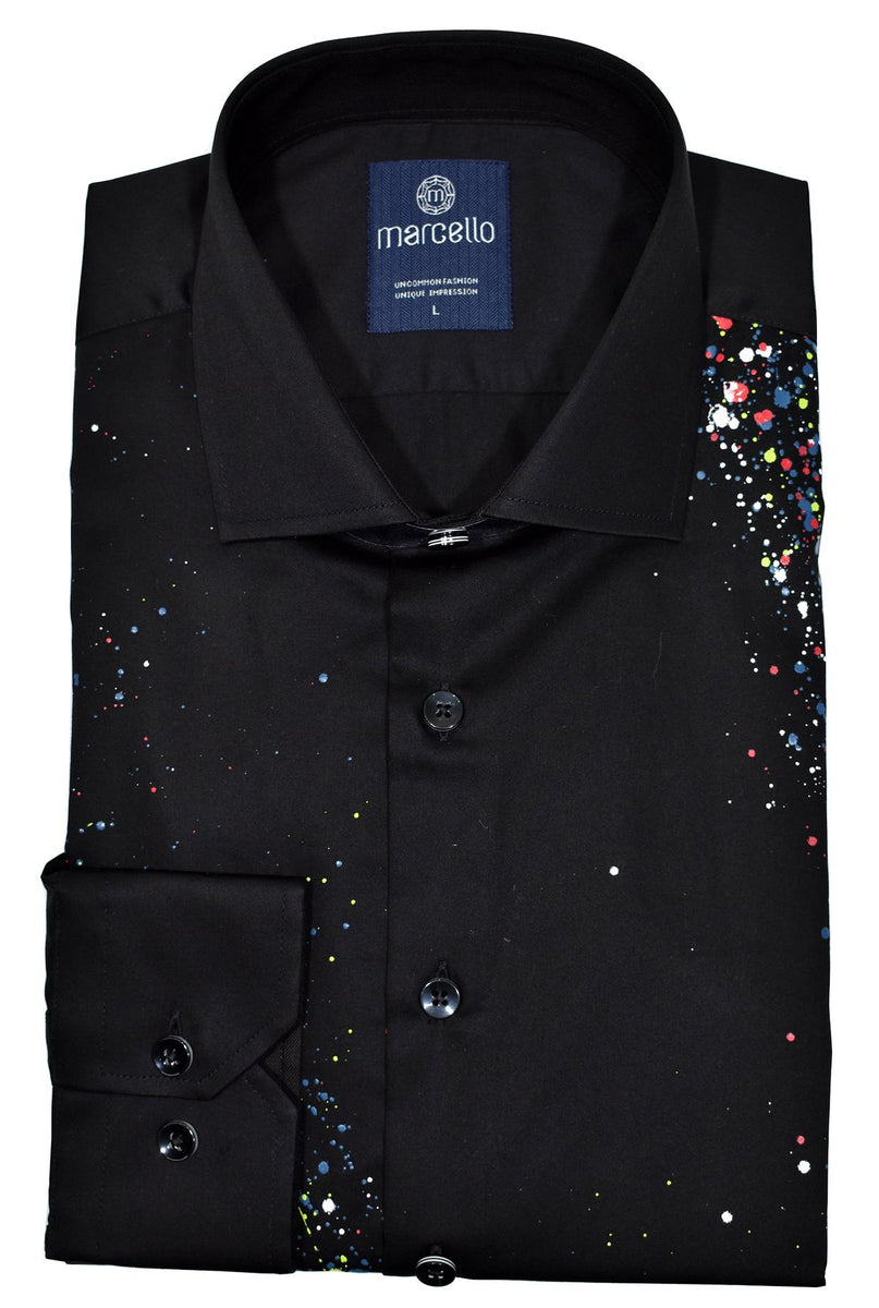W866P Black Paint Splatter Shirt – Marcello Sport